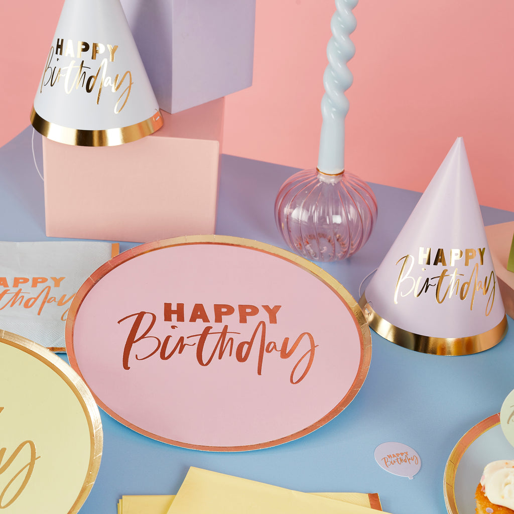 Pastel 'Happy Birthday' Paper Plates | Party Supplies | Fancy Parties