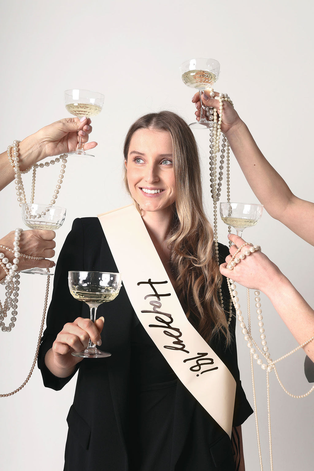 Cream Happy 18 Sash | Party Supplies | Fancy Parties