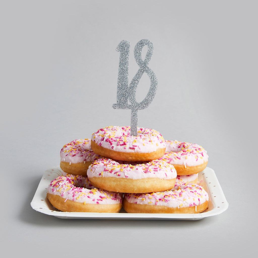 Silver Number 18 Cake Topper | Party Supplies | Fancy Parties